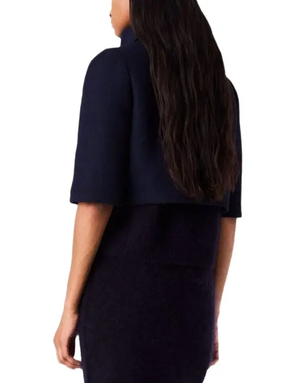 Maje Collarless Short Sleeve Crop Jacket