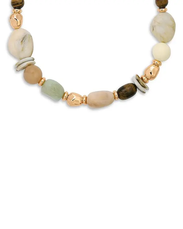 Ettika Serene Stone Gemstone Beaded Collar Necklace, 15.5-18.5