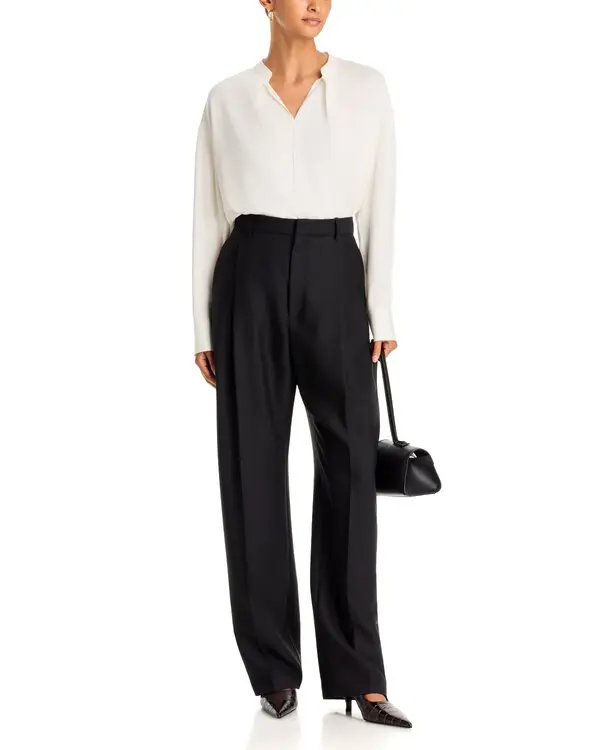 Theory Silk Soft Pleat Neck Top
