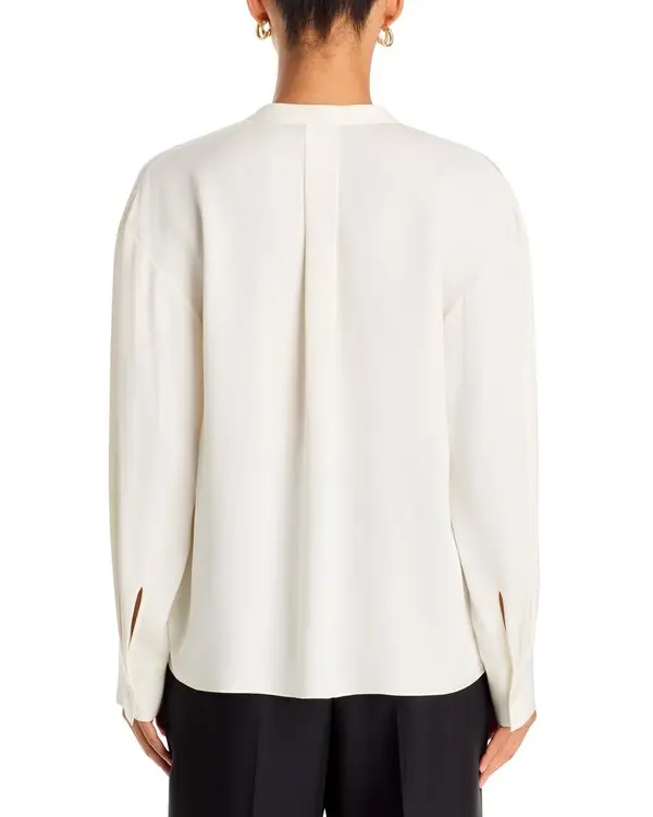 Theory Silk Soft Pleat Neck Top