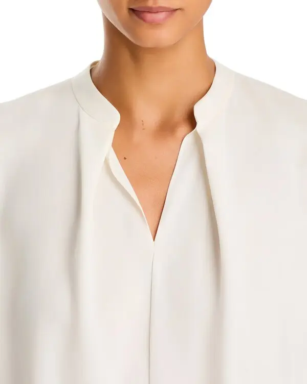 Theory Silk Soft Pleat Neck Top