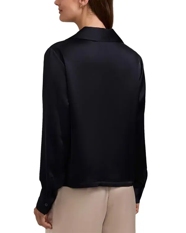 Foxcroft Talia Long Sleeve Polo Top - Black