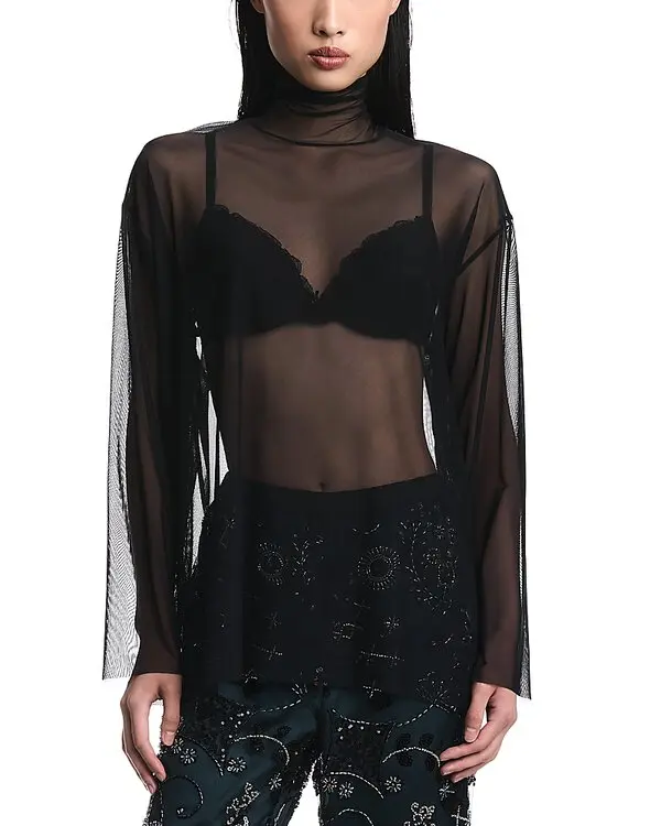 Emporio Armani Sheer Mock Neck Top