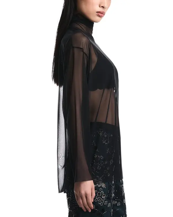 Emporio Armani Sheer Mock Neck Top