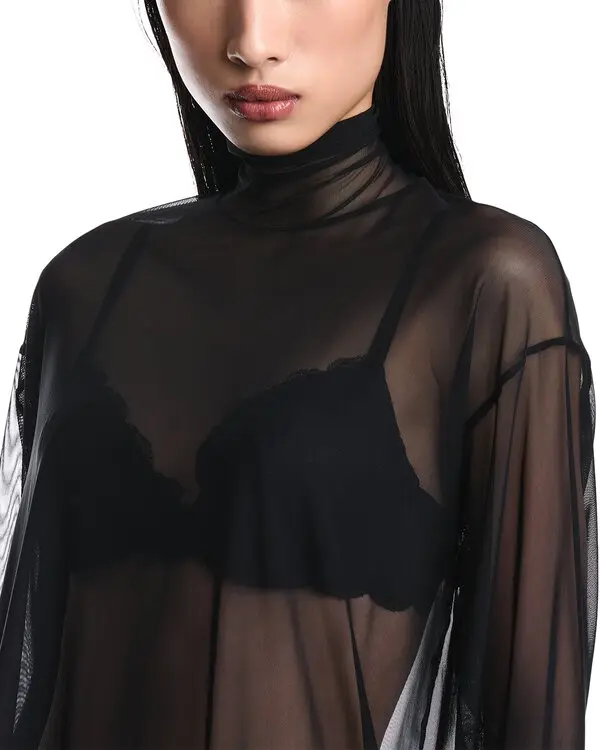 Emporio Armani Sheer Mock Neck Top