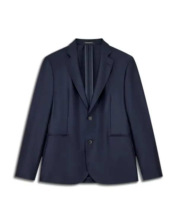 Emporio Armani Single Breasted Virgin Wool & Silk Satin Blazer