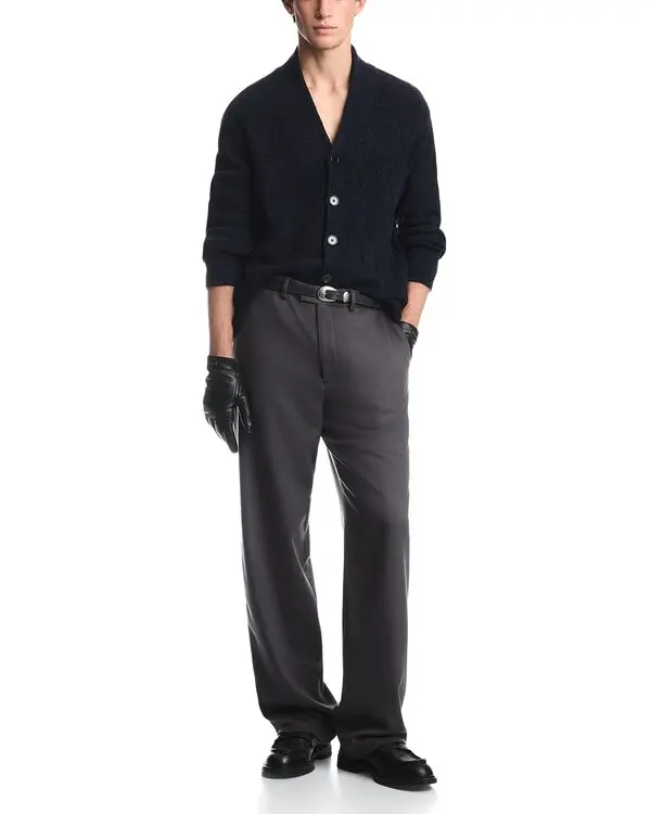 Emporio Armani Virgin Wool Blend Cardigan With Rib Details