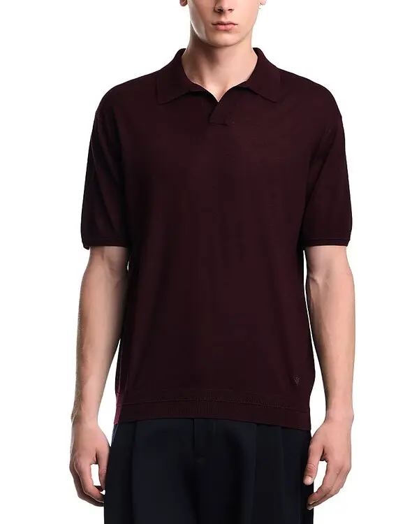 Emporio Armani Wool & Silk Blend Polo Sweater - Decadent Chocolate