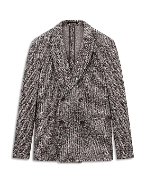 Emporio Armani Double Breasted Cotton Blend Mouline Jersey Blazer