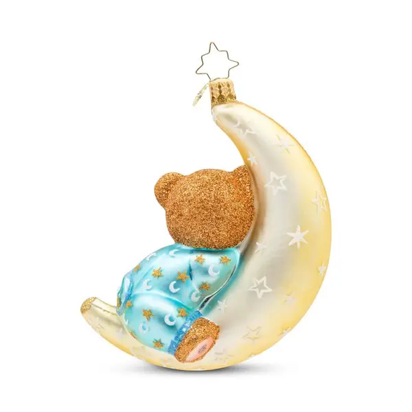 CHRISTOPHER RADKO Blue Moonlight Snuggles Glass Ornament