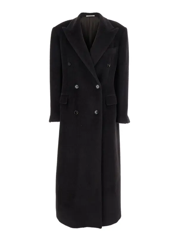 Tagliatore Double-breasted Faux Fur Jacket With Golden Buttons - Brown