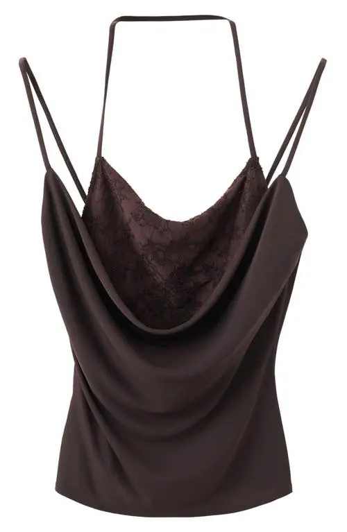Mango Embroidered Cowl Neck Halter Top