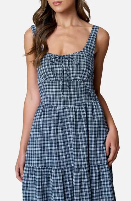 BLU PEPPER Plaid Sleeveless Tiered Midi Dress