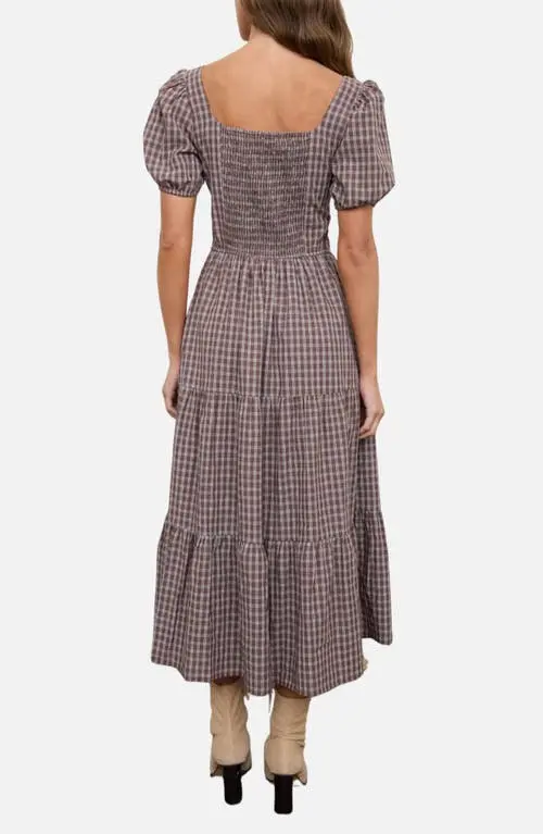 BLU PEPPER Gingham Tiered Maxi Dress