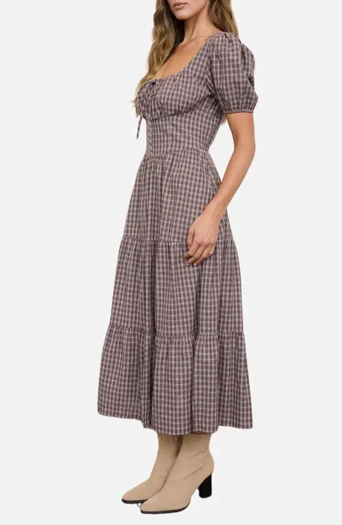 BLU PEPPER Gingham Tiered Maxi Dress