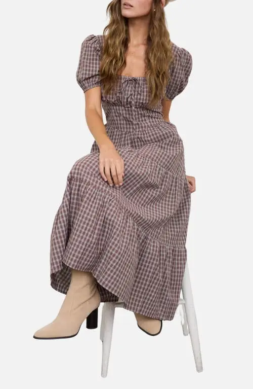 BLU PEPPER Gingham Tiered Maxi Dress