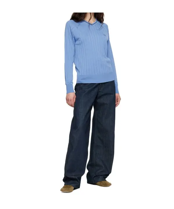 WALES BONNER Ribbed-knit Polo Shirt