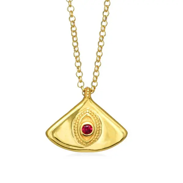 MYRTO KATRAMADOU JEWELLERY The Eye Amulet Gold-plated Silver Pendant Ruby Red - Gold/red