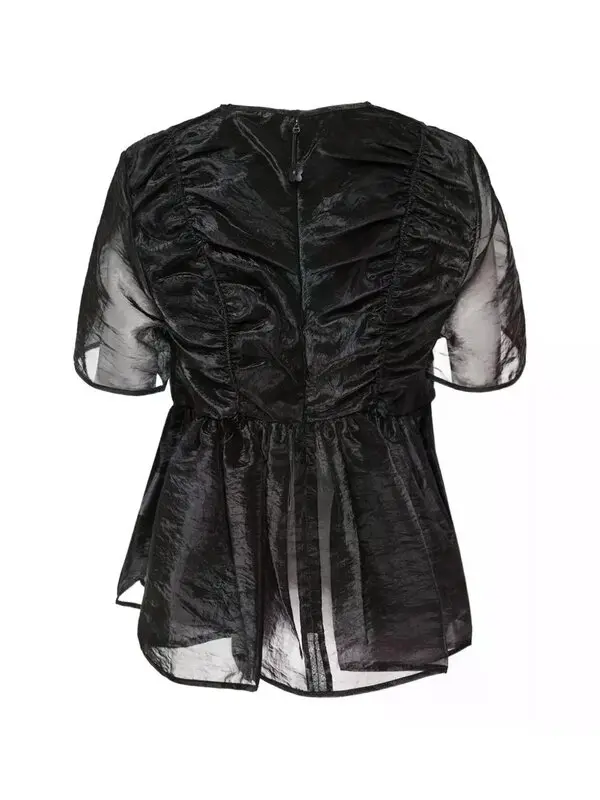 Cecilie Bahnsen Crinkled Peplum Top - Black