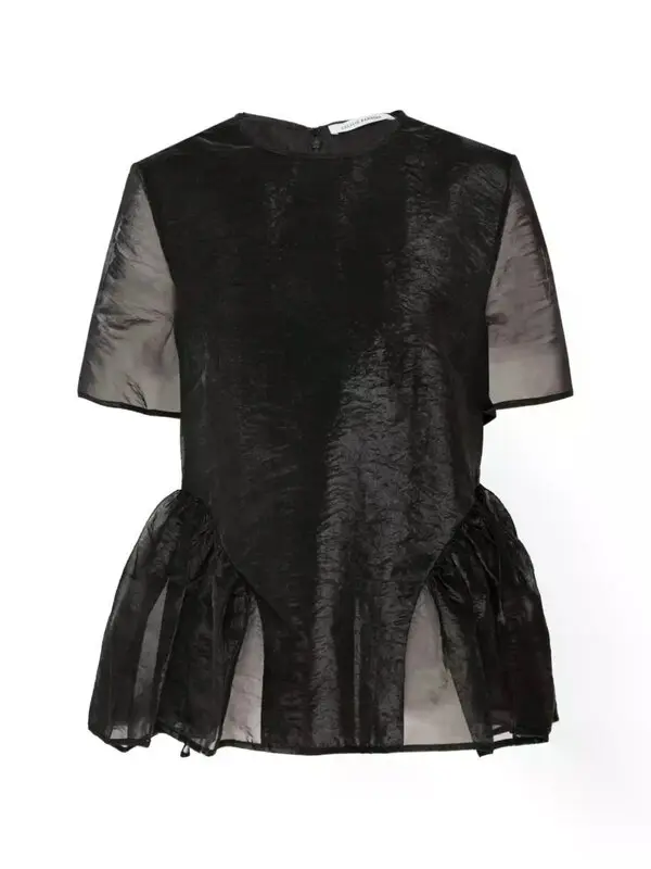 Cecilie Bahnsen Fimen Crinkled Peplum Top - Black