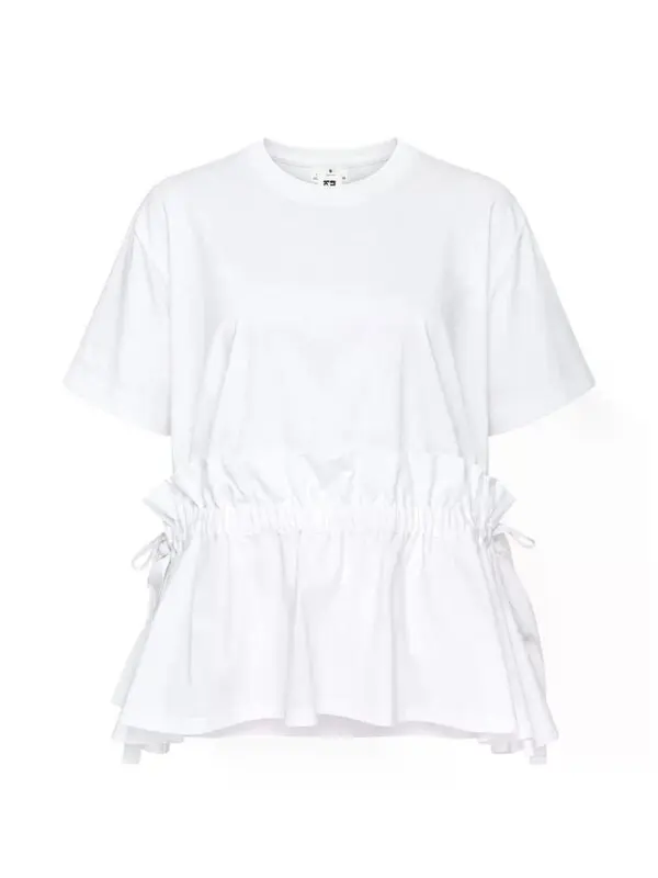 Noir Kei Ninomiya Ruffled Drawstring T-shirt - White