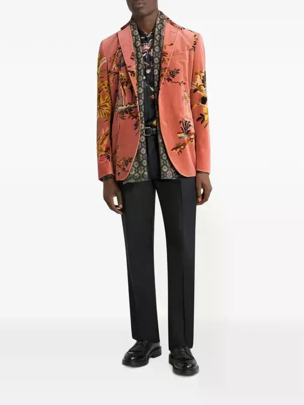 Etro Silk Twill Shirt With Placed Flower And Animal Print