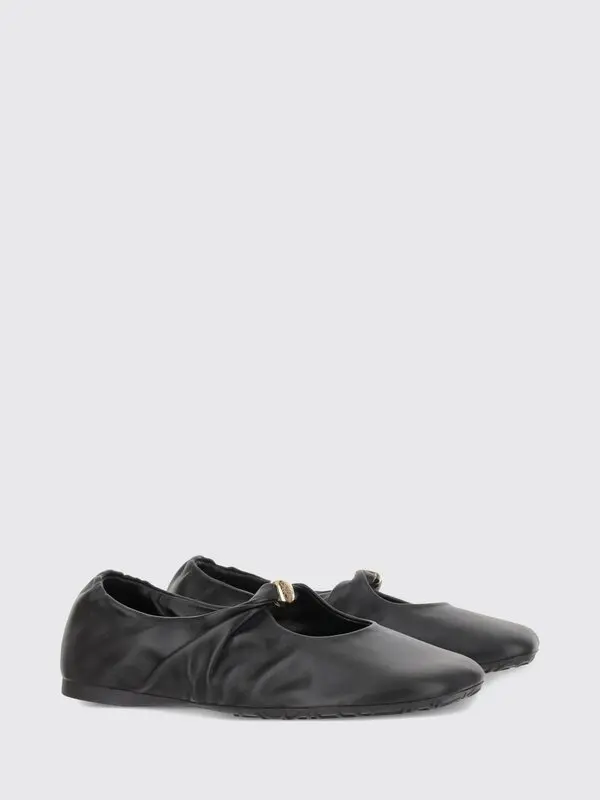 Loewe Pebble Round-toe Monogram Lambskin Leather Ballet Flats
