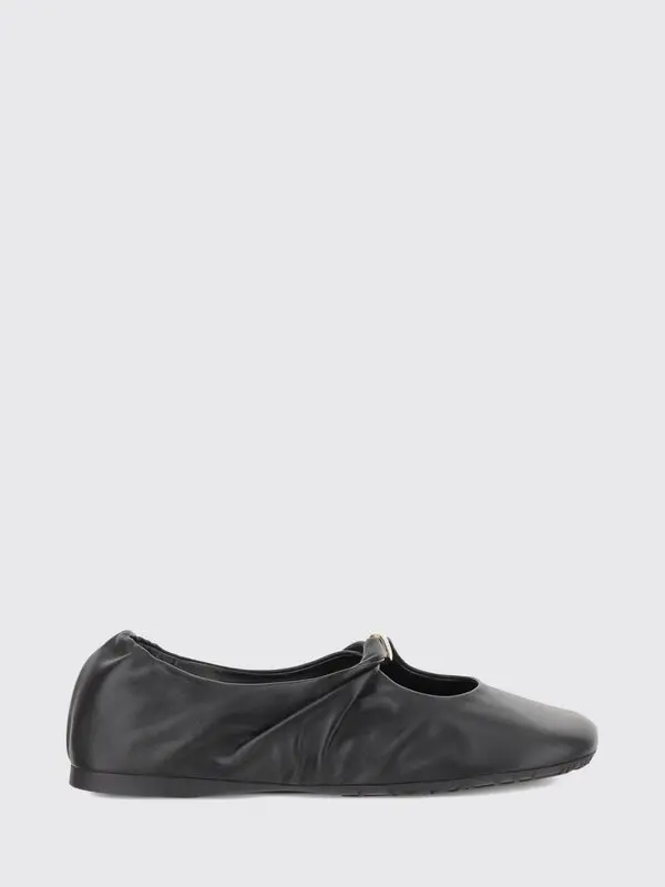 Loewe Pebble Round-toe Monogram Lambskin Leather Ballet Flats - Black