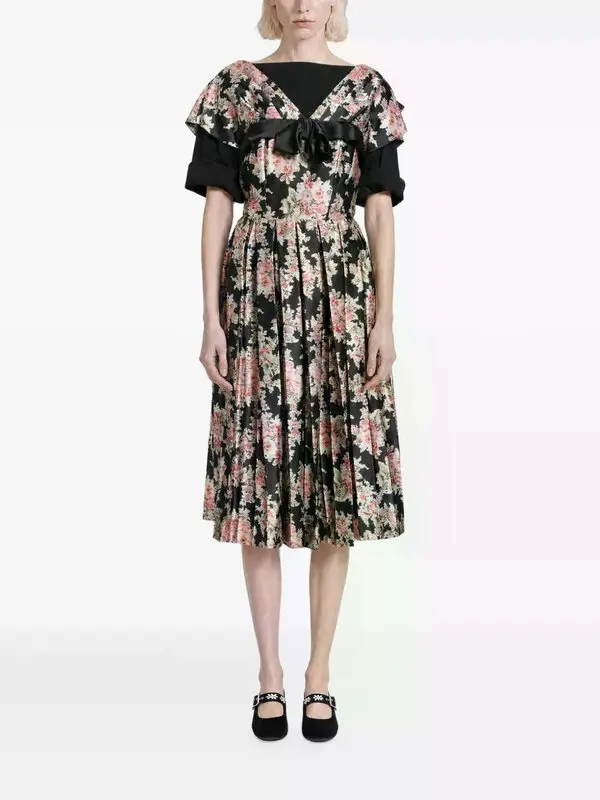 Simone Rocha Floral-print Pleated Dress