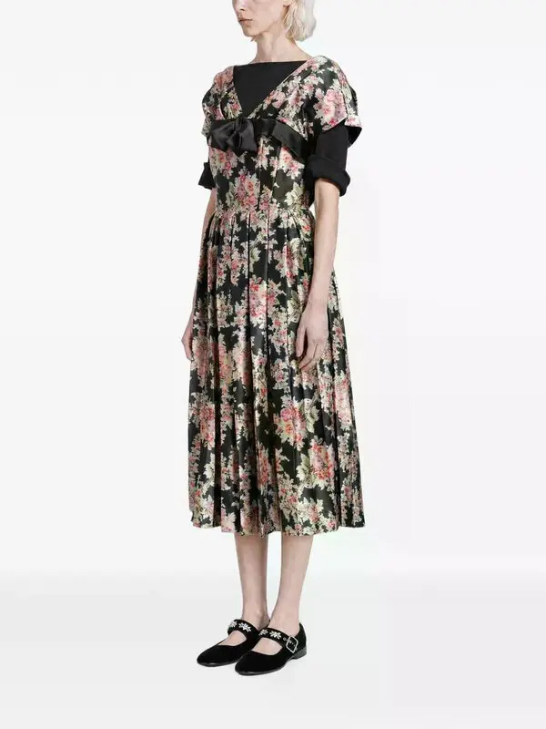 Simone Rocha Floral-print Pleated Dress