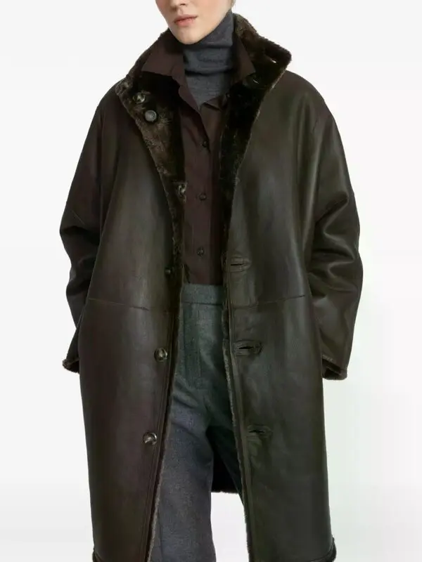 YVES SALOMON Oversized Shearling Coat - Brown