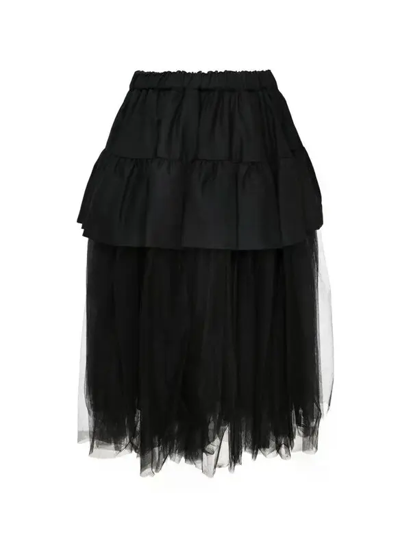 Noir Kei Ninomiya Ruffled Tulle-panelled Midi Skirt