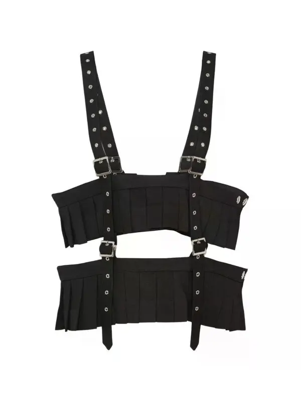 Noir Kei Ninomiya Buckled Pleated Top - Black