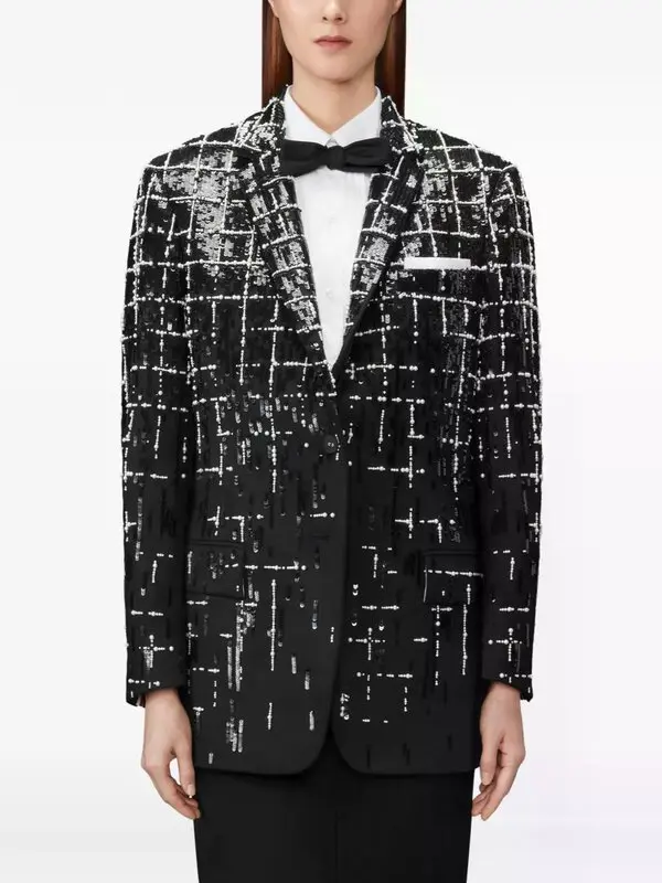 Thom Browne Windowpane Sequin-embellished Blazer