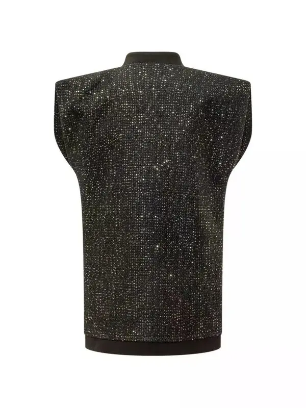 ACTUALEE Sequin-embellished Padded-shoulder Gilet - Black