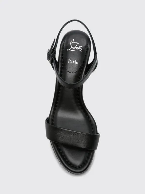 CHRISTIAN LOUBOUTIN Miss Jane Nappa Leather Mid-heel Sandals With Strap - Black