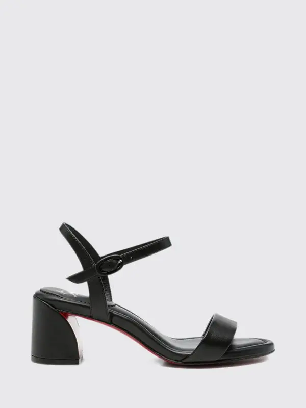 CHRISTIAN LOUBOUTIN Miss Jane Nappa Leather Mid-heel Sandals With Strap - Black
