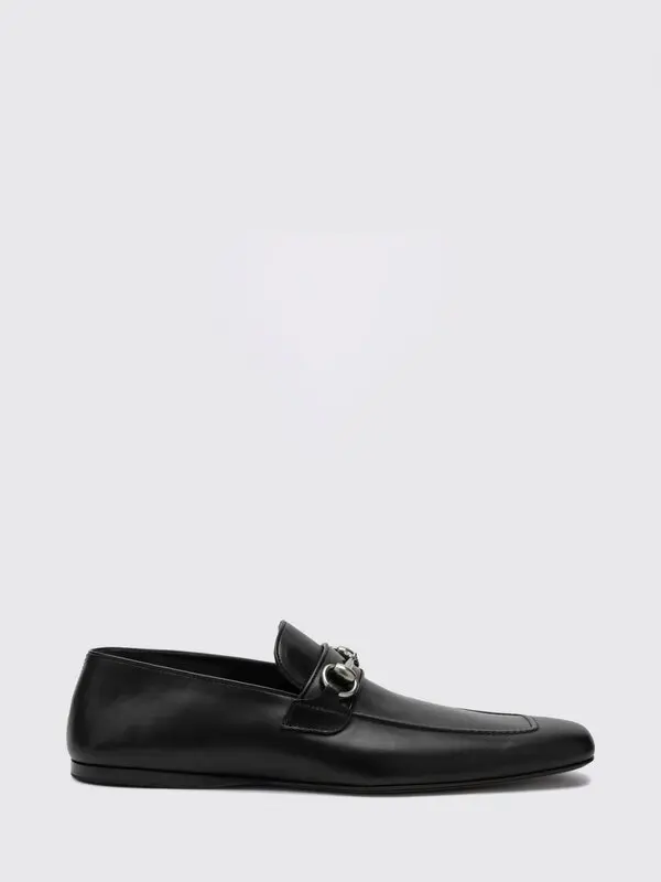 Gucci Calfskin Leather Loafers With Horsebit Detail And Squared Toe - Black