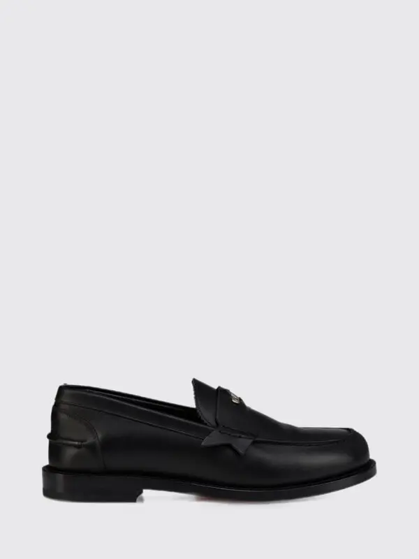 CHRISTIAN LOUBOUTIN Smooth Calfskin Penny Loafers With Red Sole - Black