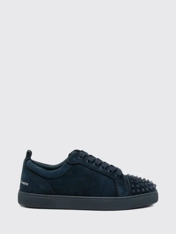 CHRISTIAN LOUBOUTIN Louis Jr Spikes Canopy Suede Low Top Sneakers - Blue