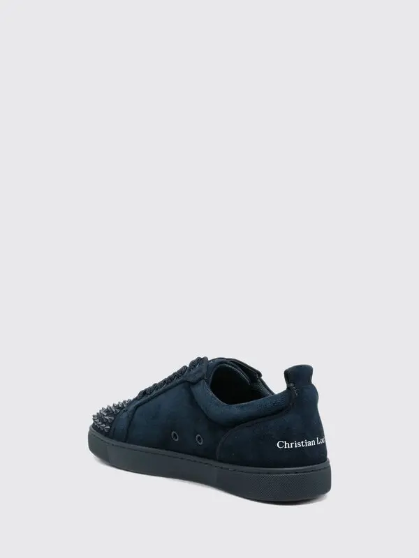 CHRISTIAN LOUBOUTIN Louis Jr Spikes Canopy Suede Low Top Sneakers - Blue