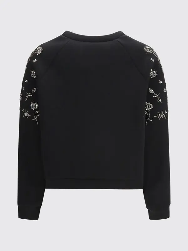 Max Mara Crew Neck Sweatshirt In Polyester With Rhinestones
