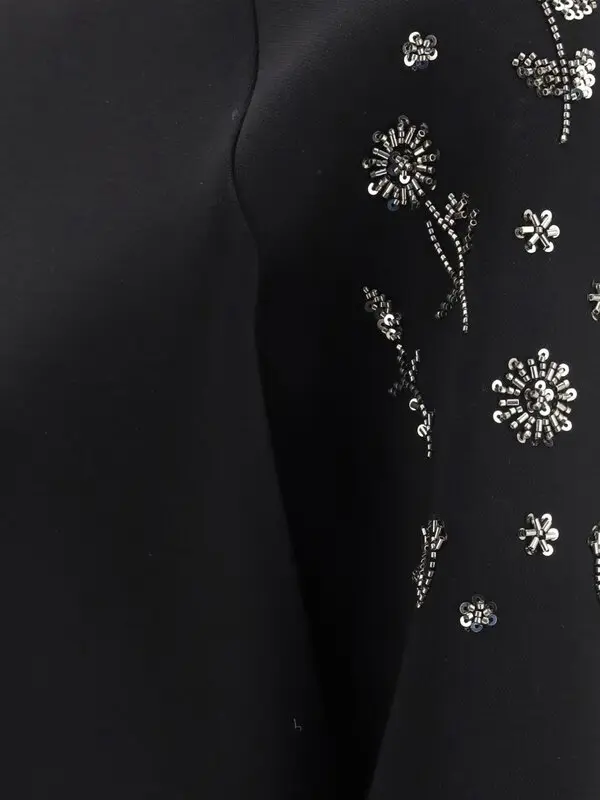 Max Mara Crew Neck Sweatshirt In Polyester With Rhinestones