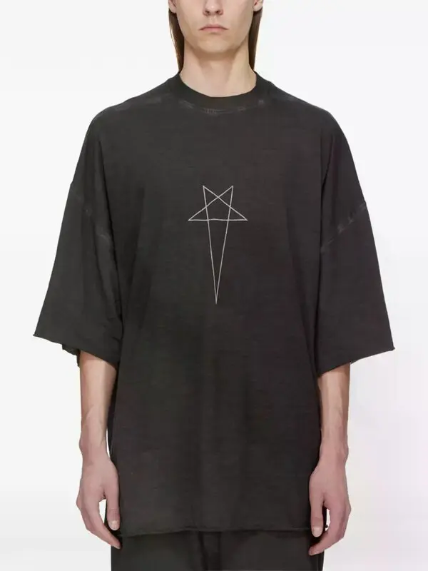 Rick Owens Pentagram-print Oversized T-shirt - Black