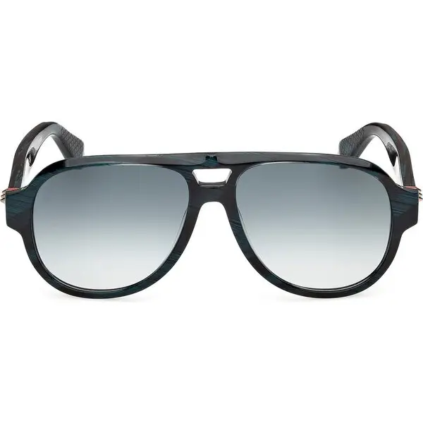 CHRISTIAN LOUBOUTIN 58mm Pilot Sunglasses - Striped/gradient Teal