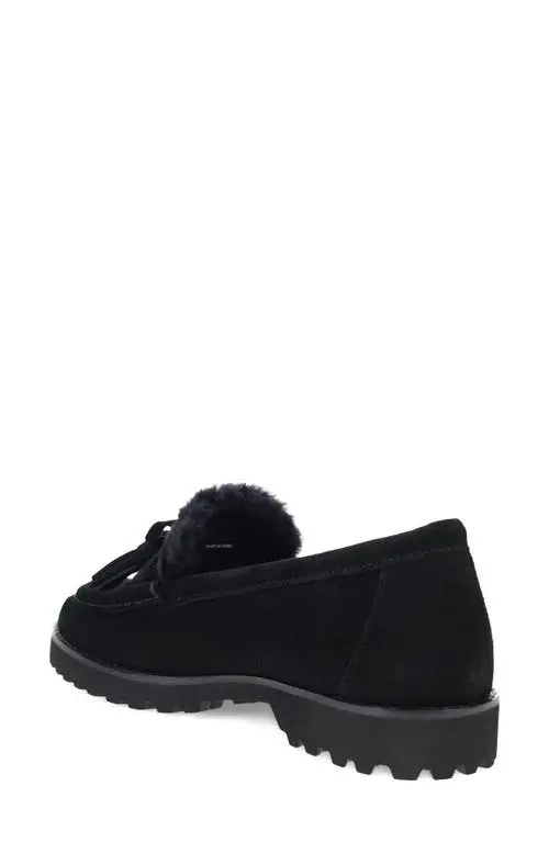 Pelle Moda Coraly 2 Leather Loafer With Genuine Shearling Trim - Black