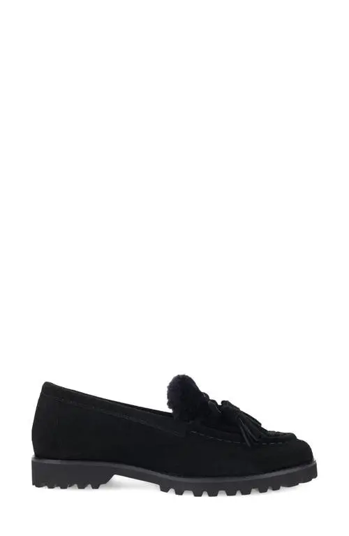 Pelle Moda Coraly 2 Leather Loafer With Genuine Shearling Trim - Black