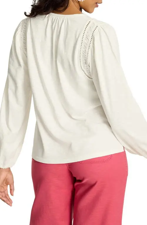 Tommy Bahama Mixed Media Ruched Long Sleeve Top - Coconut