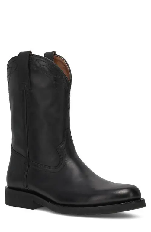 THE FRYE COMPANY Wyatt Pull On Leather Western Boot - Black