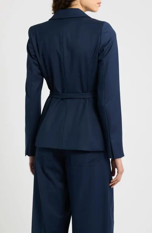 EMME Emmfata Peaked Lapel Belted Blazer